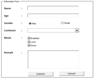 How to Create a Form in Excel (containing submit button-with example)
