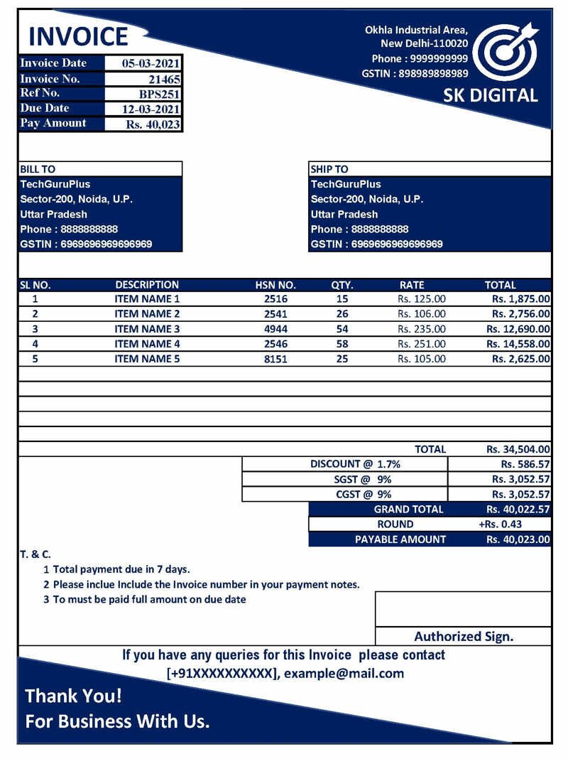 Download Free GST Invoice Format In Excel 54 OFF