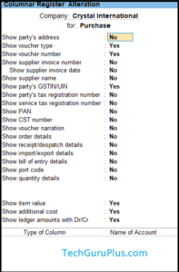 GST Details Along with Batch No. and Godown TDL Code For Tally Prime