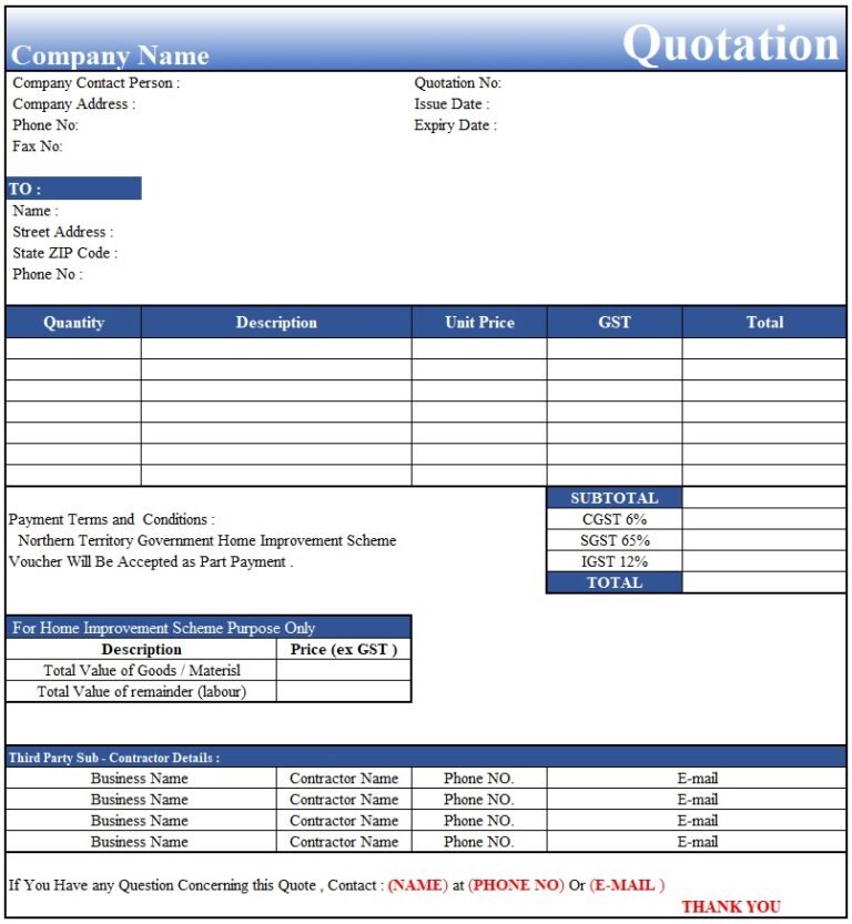 Quotation Letter Format In Excel | Download Quotation Format in Excel