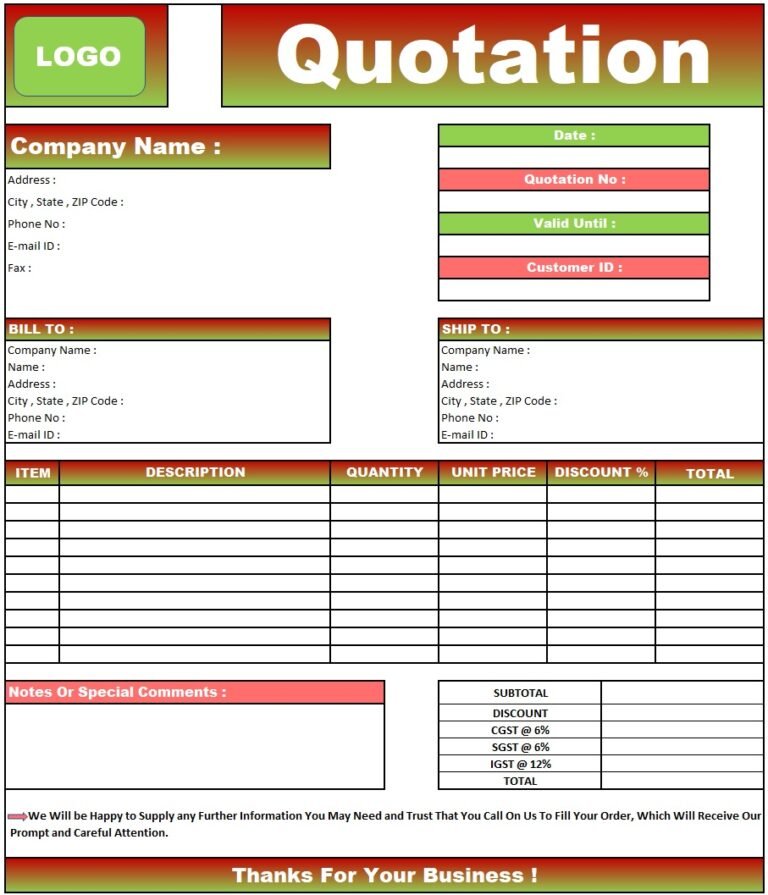 Computer Amc Quotation Format Sample | Download Quotation Format in Excel