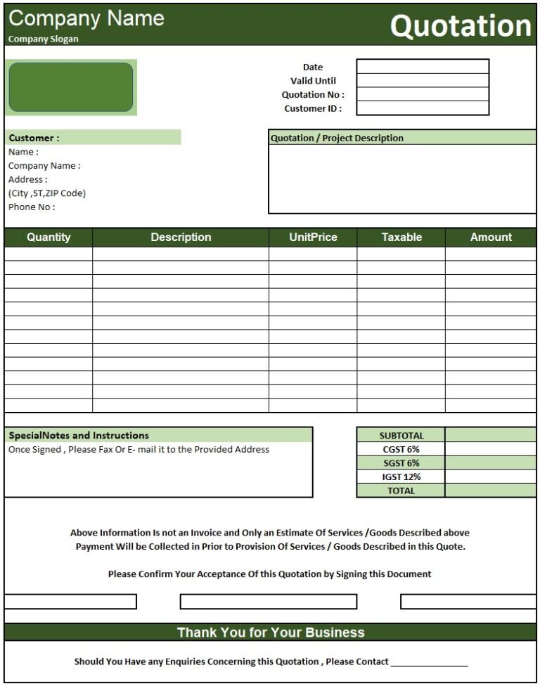 [Download] 60+ Quotation Format | Quotation Templates in Excel (.xls)