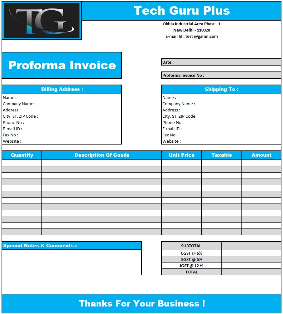 Performance Invoice Meaning Download Proforma Invoice In Excel