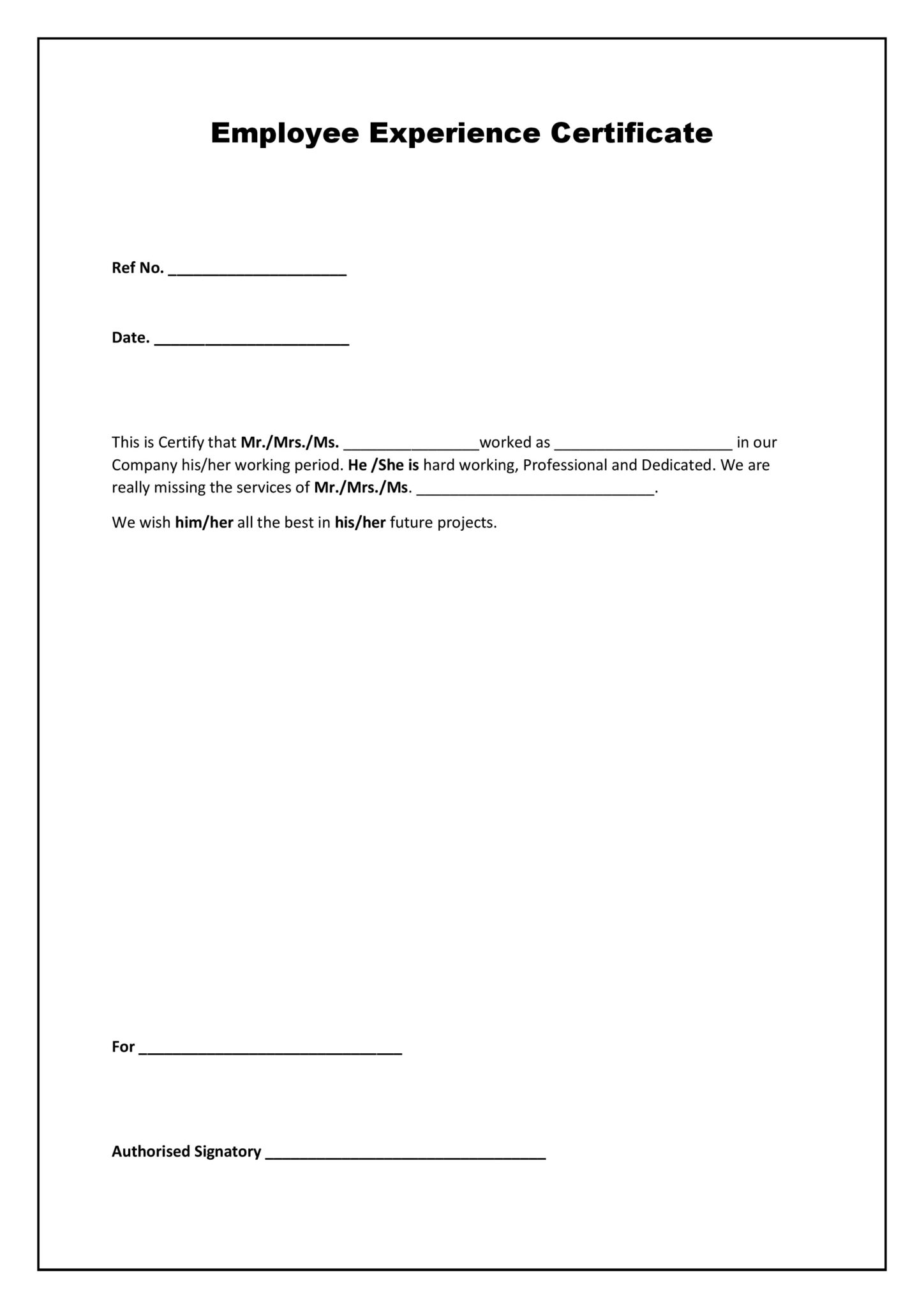 Driver Experience Letter Certificate Template Download In Word Docx