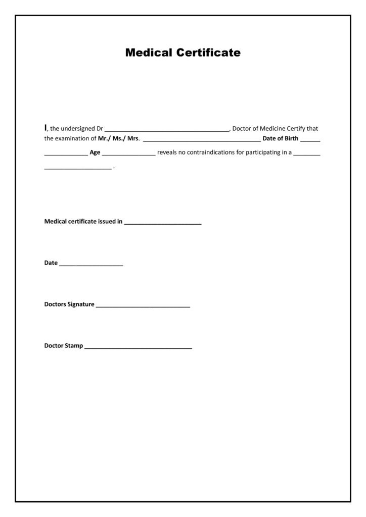Medical Certificate Templates- Free Word Templates