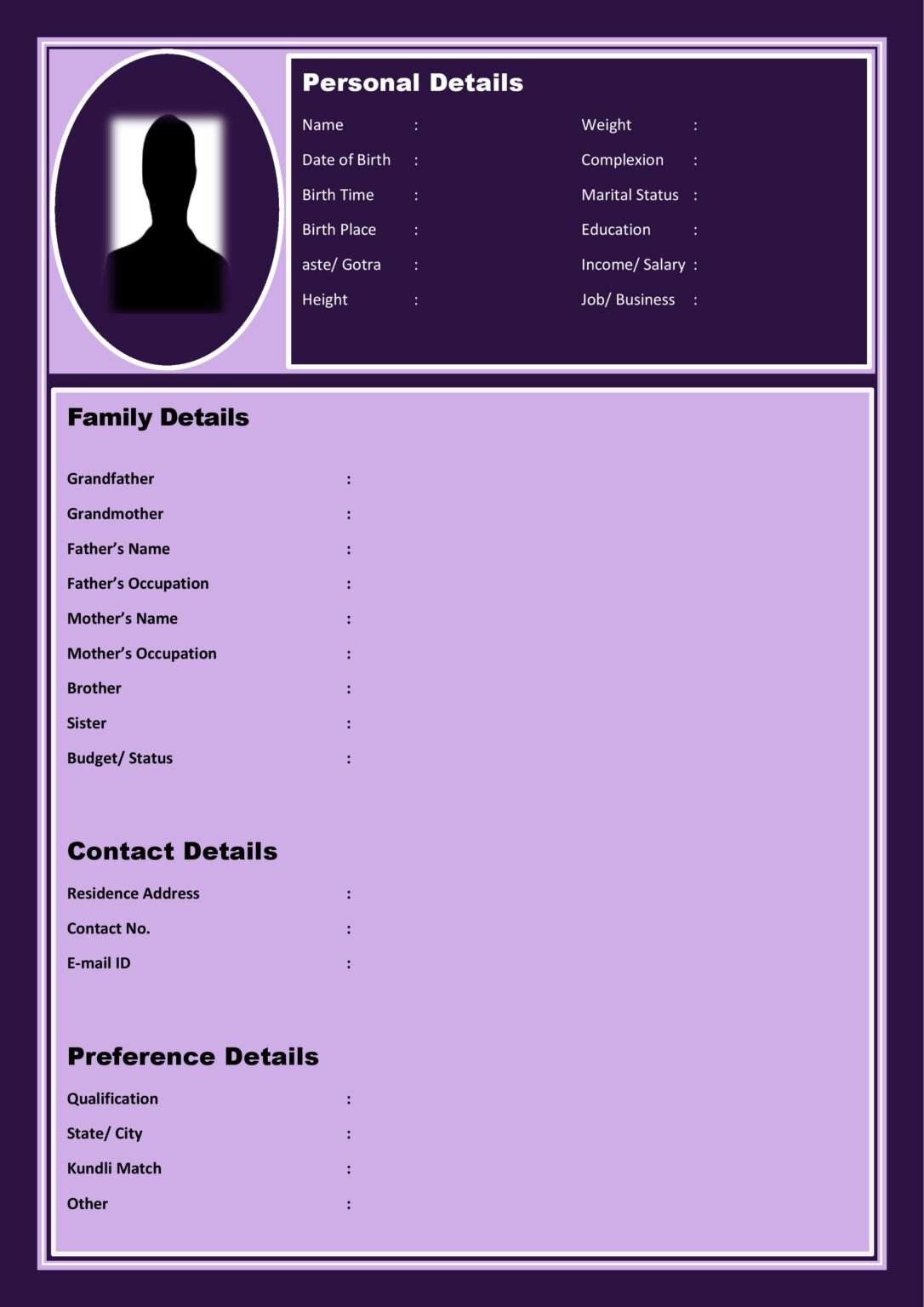 (Download) 120+ Biodata Format for Marriage (in Word & PDF)