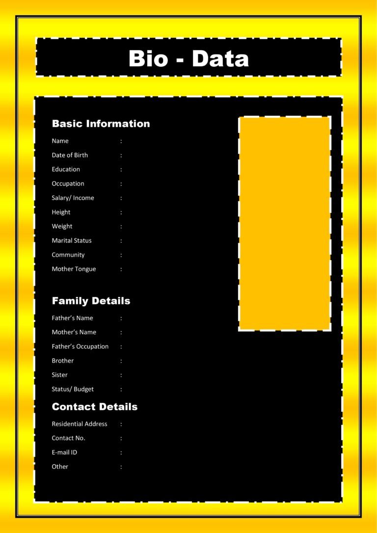 Bio Data Templates - Marriage Bio-data in MS-Word