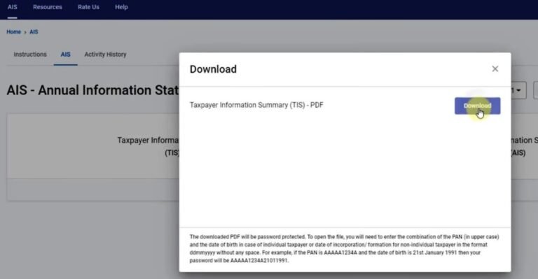 Download Annual Information Statement (AIS) - Income Tax Statement