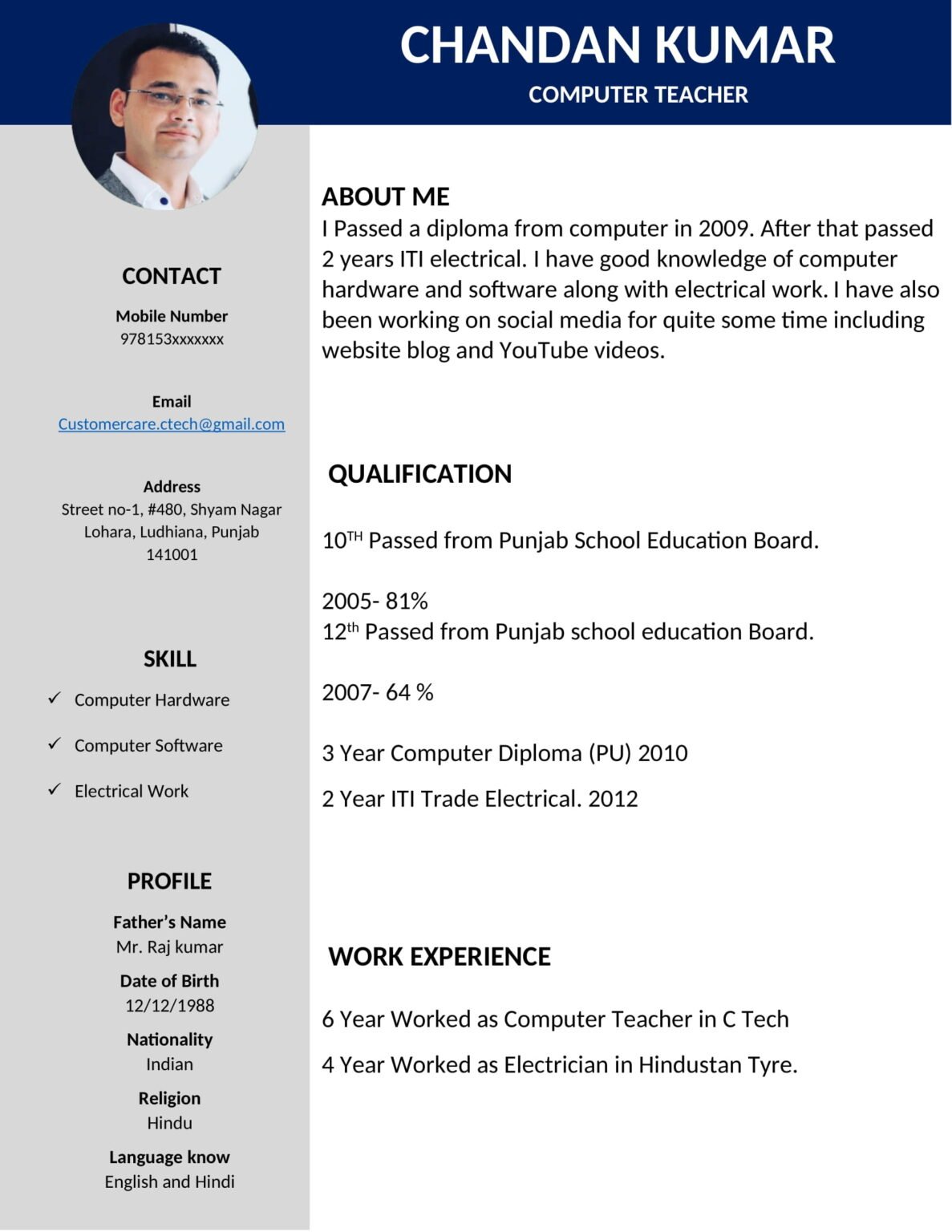 Modern Resume Template in MS Word FREE Download (.doc .pdf)