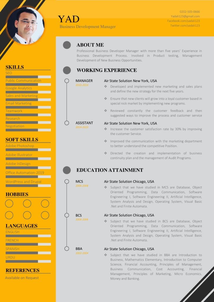 2 Page Resume Template Free Download Word (.docx & .pdf)