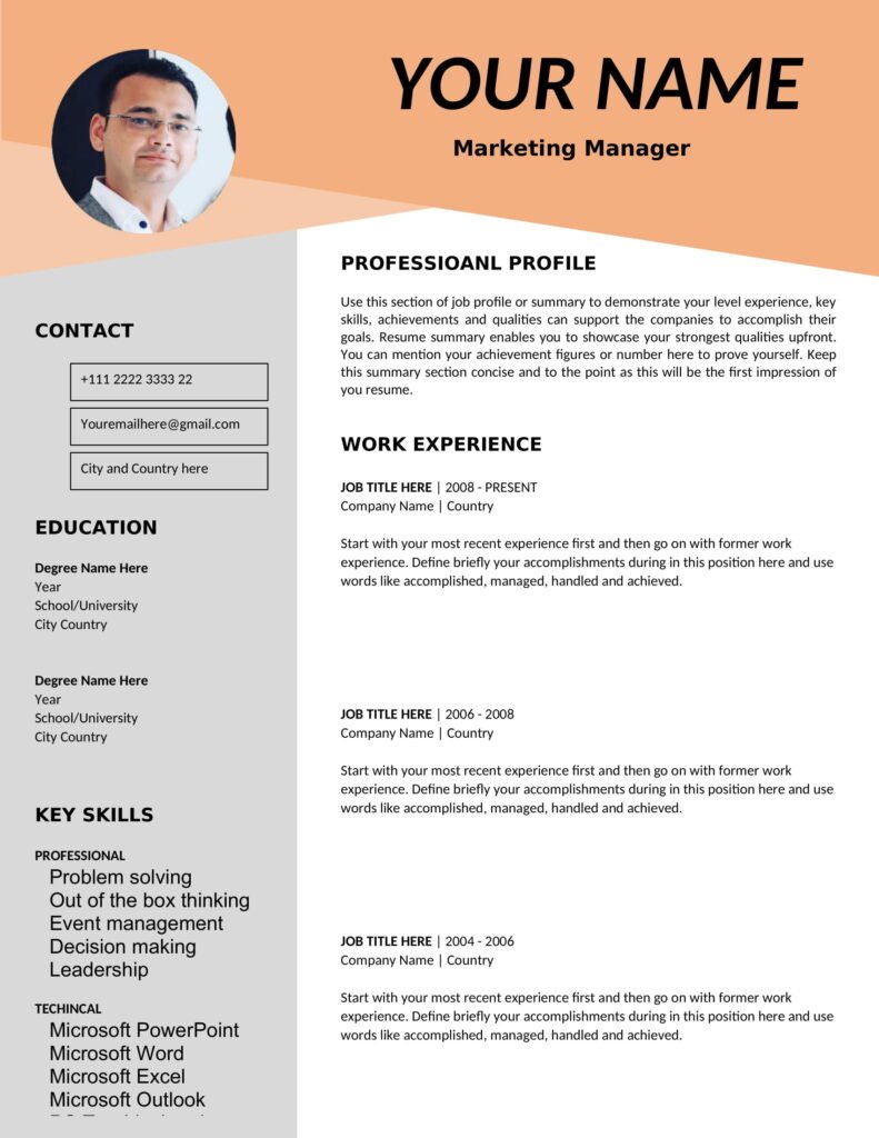 2 Page Resume Template Free Download Word (.docx & .pdf)