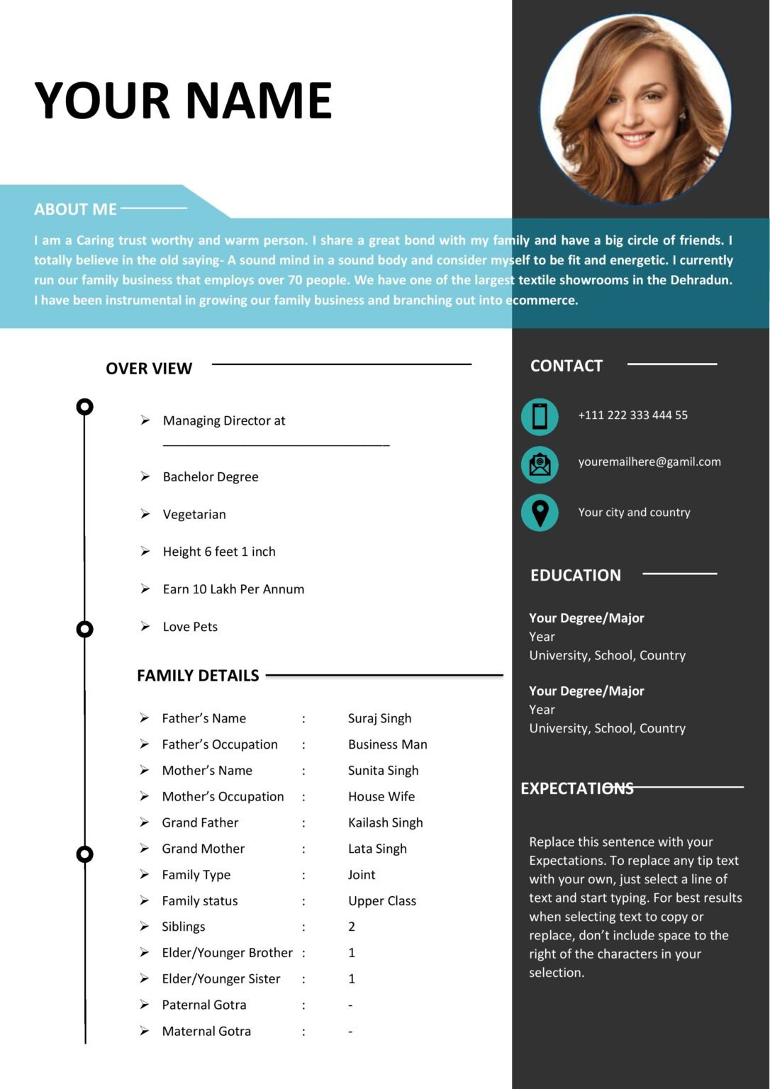 Bio Data Format For Marriage 2437
