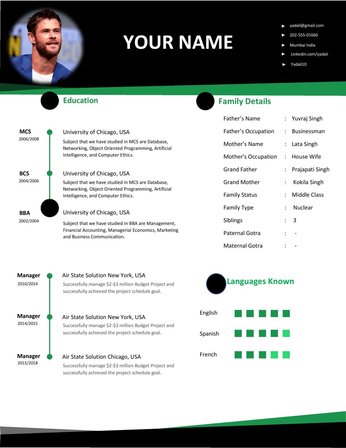 Biodata Format with Editable Font Styles (Download Word .docx)