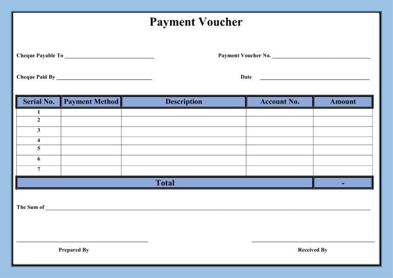 Cash Payment Voucher Format in Excel, Free Download