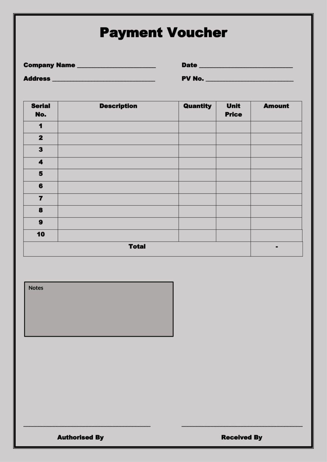 Payment Voucher Format Grey in Word (.docx)