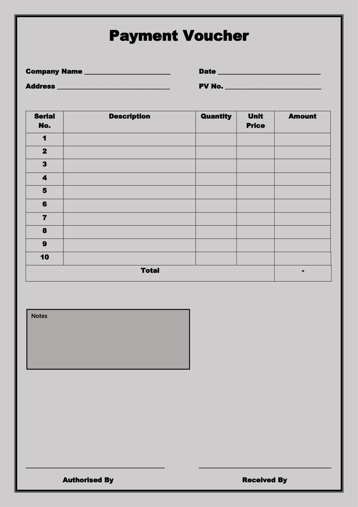 Payment Voucher Format Download in Word (.docx)