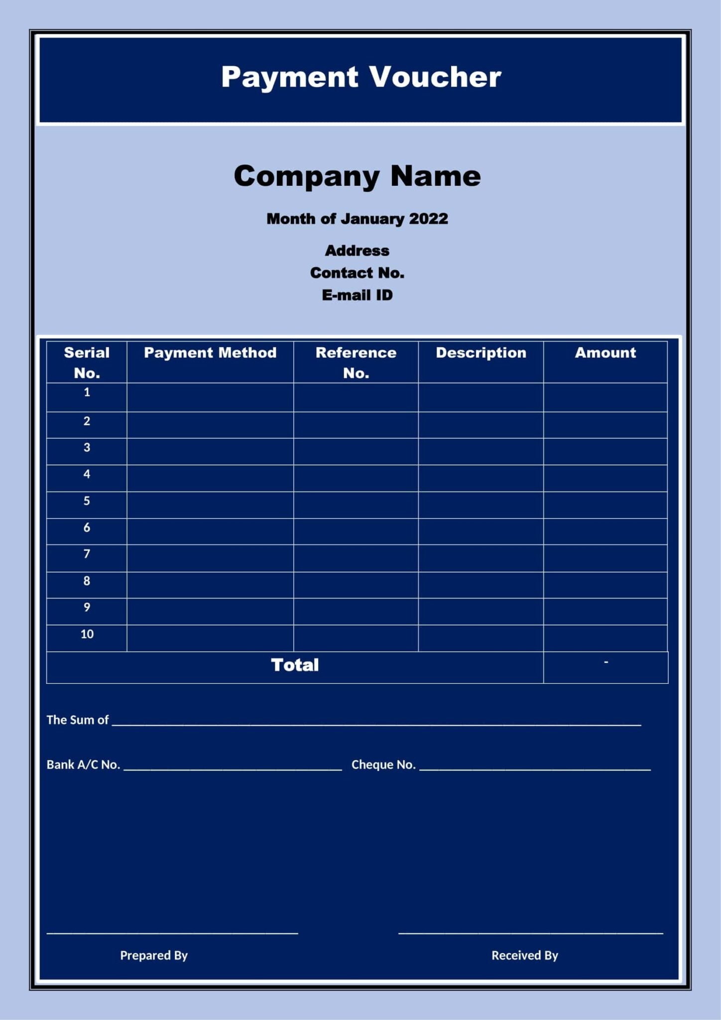 Payment Voucher Format Download in Word (.docx)