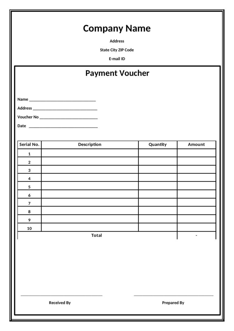 Simple Payment Voucher Template in Word (.docx)