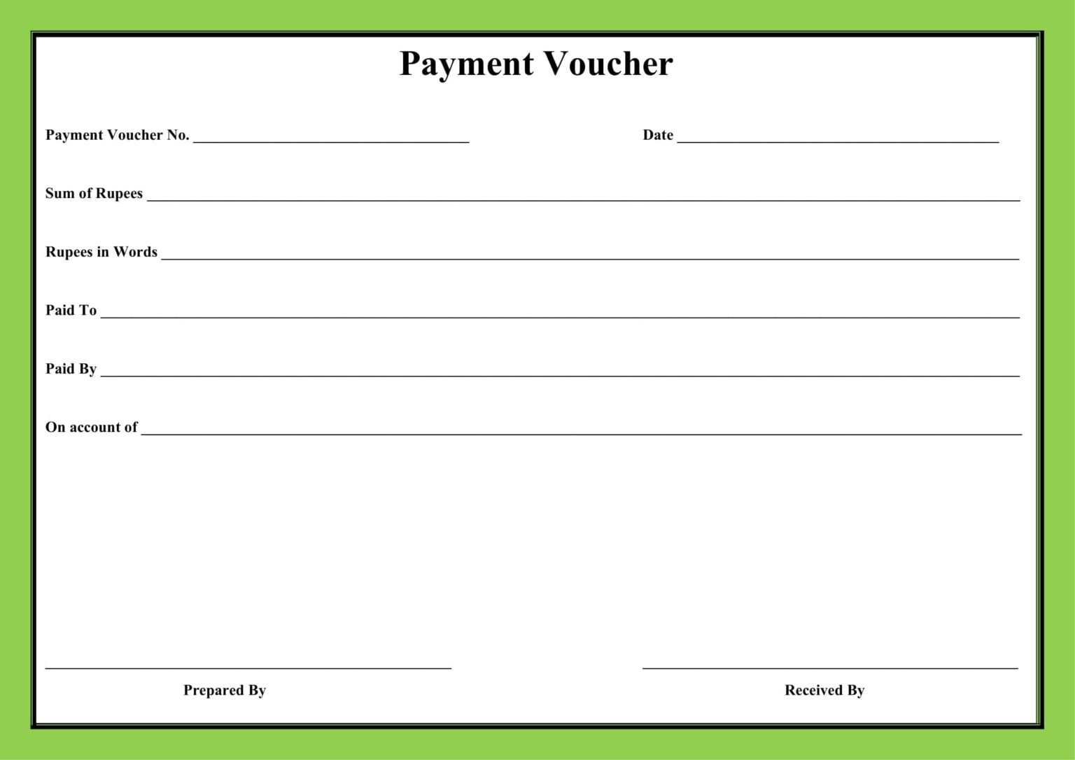 Cash Payment Voucher Format in Excel, Free Download