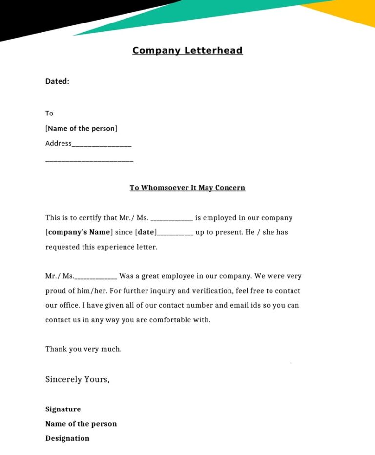Driver Experience Letter Certificate Template Download In Word Docx