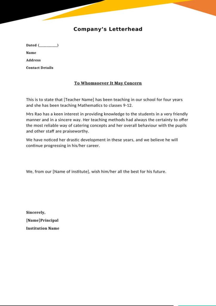 Experience Letter Template Free Download in Word (.docx)