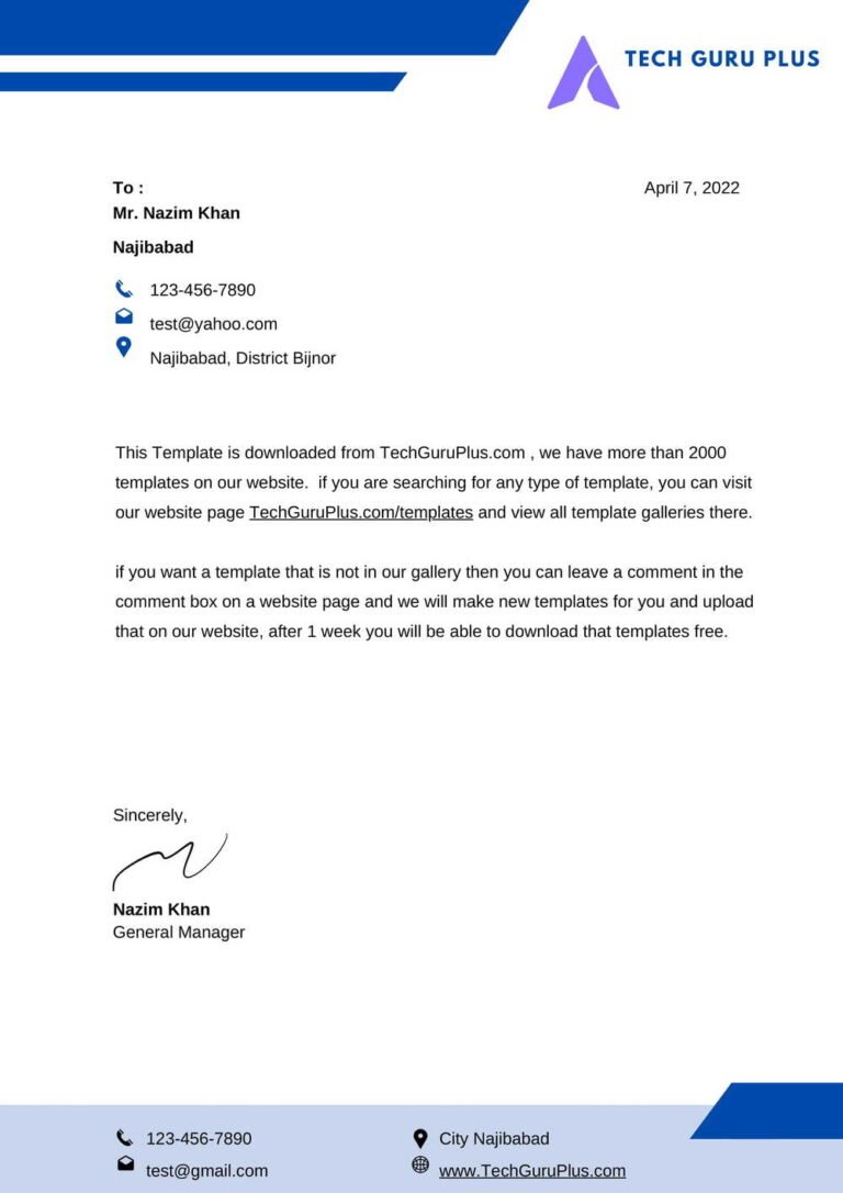 Free Printable Letterhead Template (.docx)