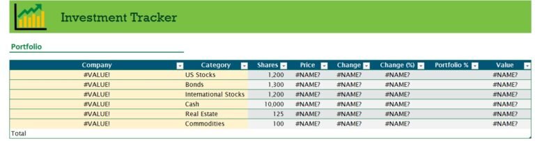 Investment Tracker Template In Excel (Download.xlsx)