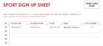 Sport Sign-Up Sheet Template In Excel (Download.xlsx)
