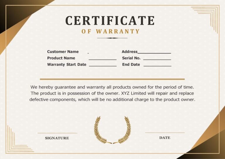 Free Warranty Certificate Template Word - PDF Download