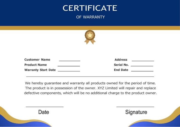 Free Warranty Certificate Template Word - PDF Download