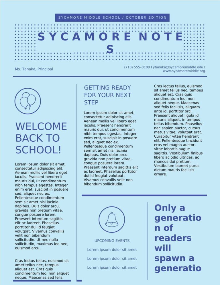 Back to school newsletter Template in Word (.Docx File Download)