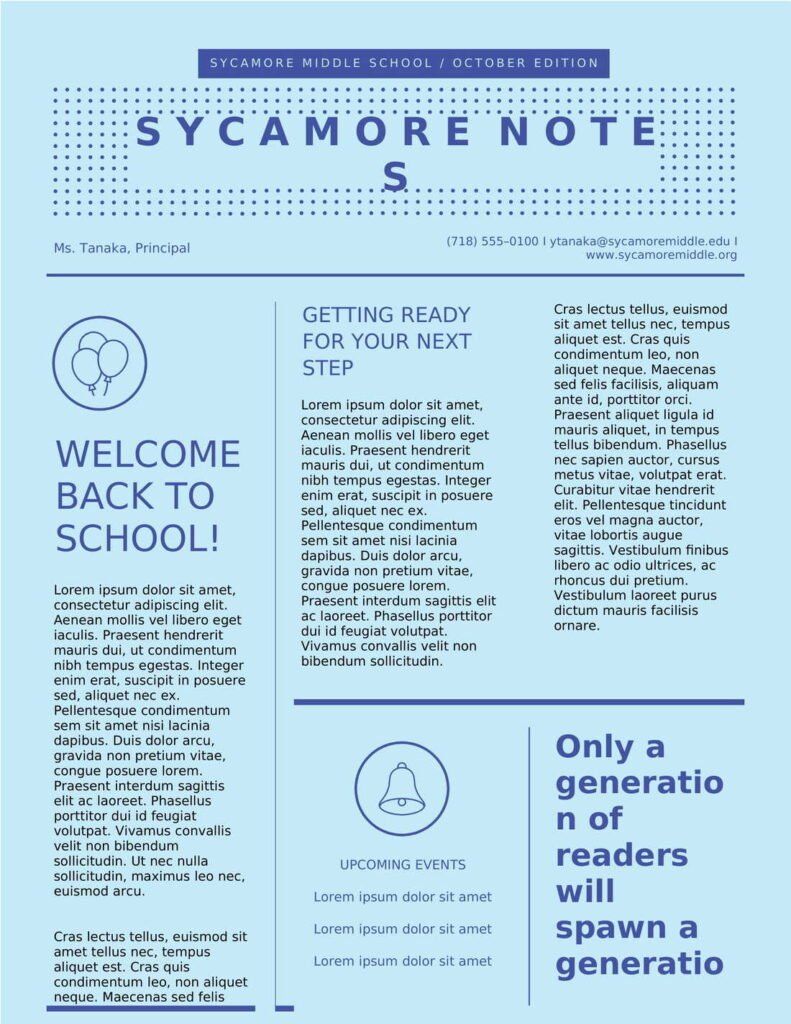 Back to school newsletter Template in Word (.Docx File Download)