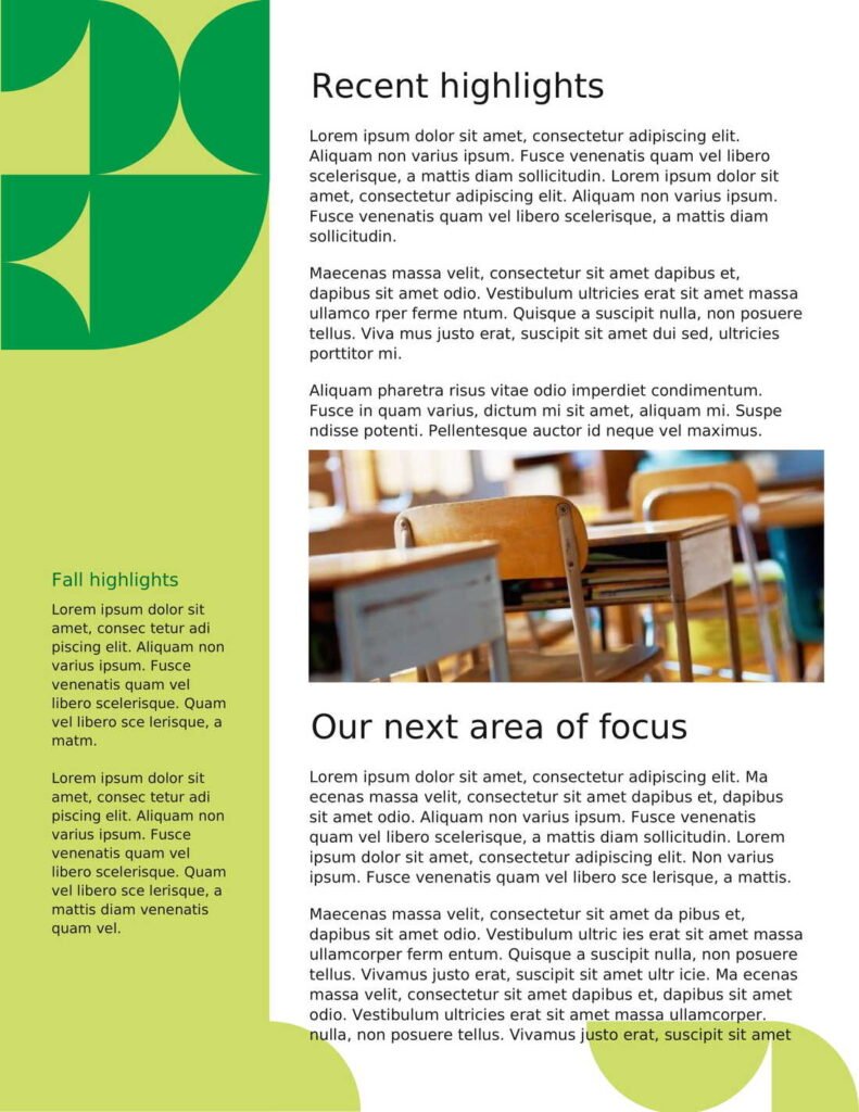 Classroom newsletter Template in Word (.Docx File Download)