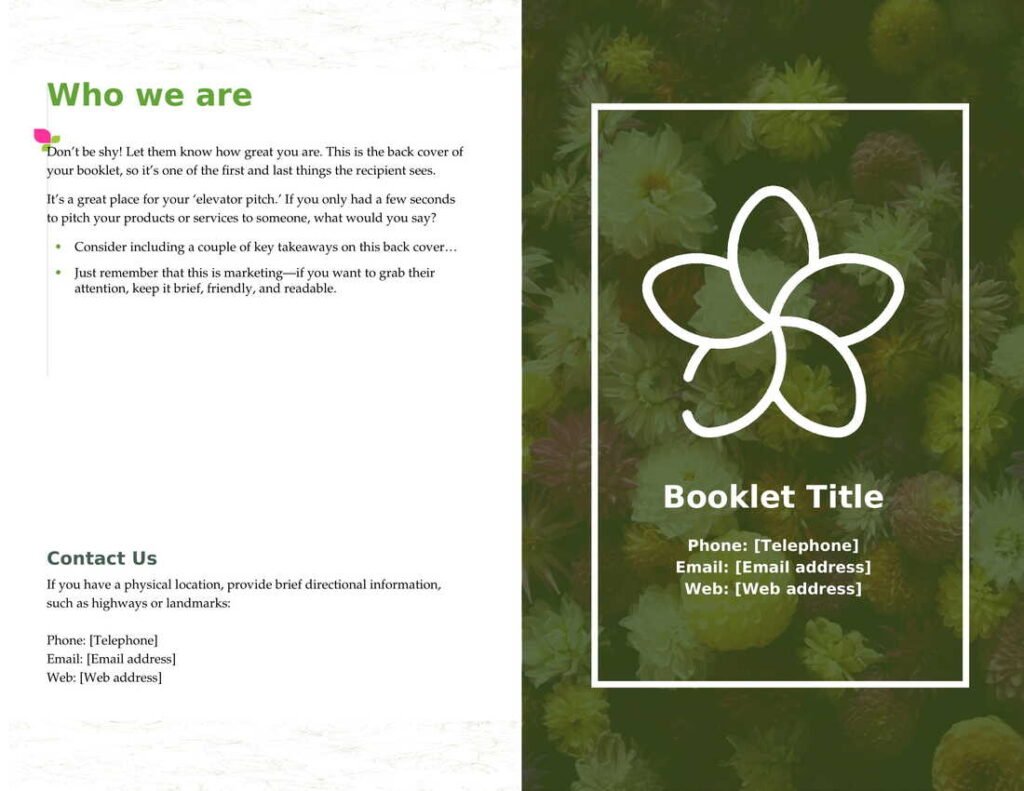 Spring floral booklet Template In Word (.Docx File Download)
