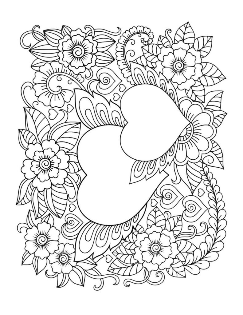 Valentine's Day coloring book Template In Word (.Docx File Download)