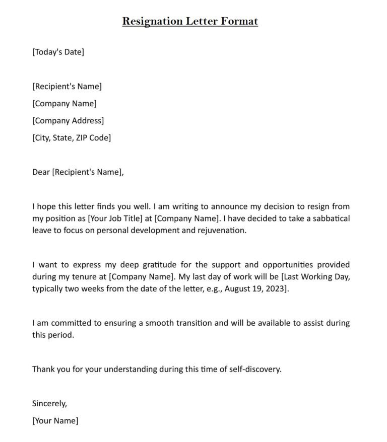 Simple Resignation Letter Format In Word (Download)