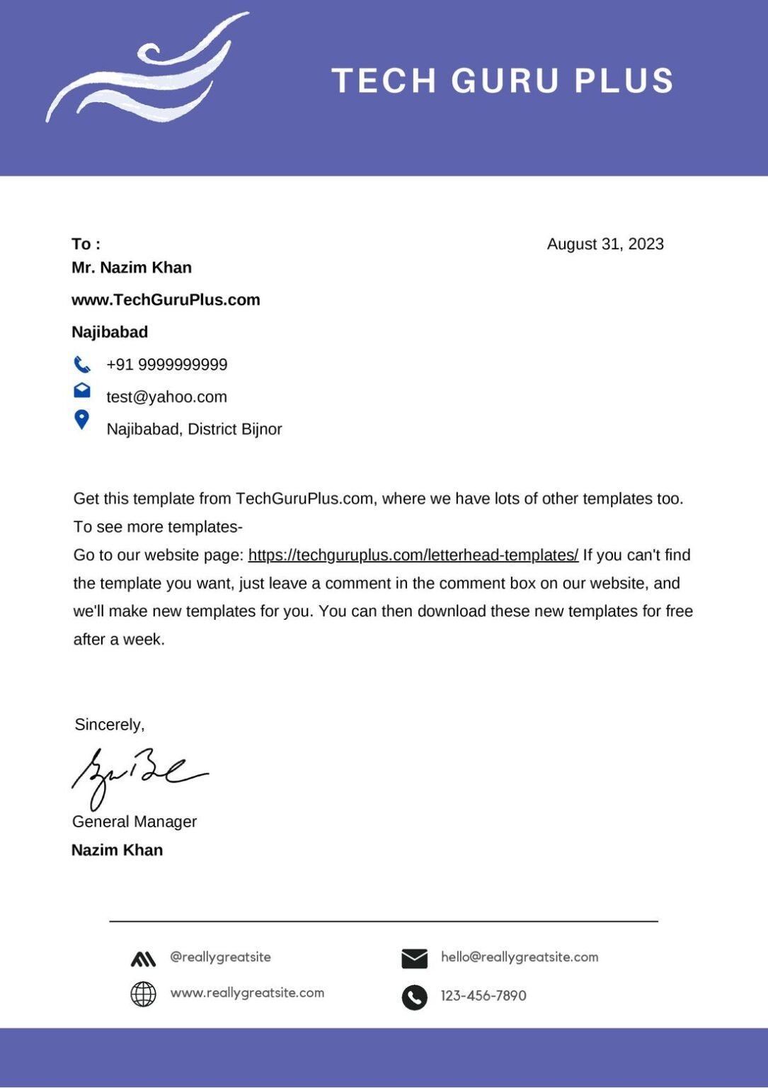 Indian Letter Head Design Format in Word Download