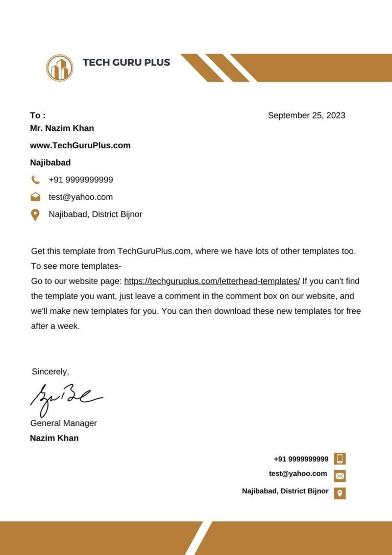 Letterhead Design For Civil Contractor Free Download (.docx)