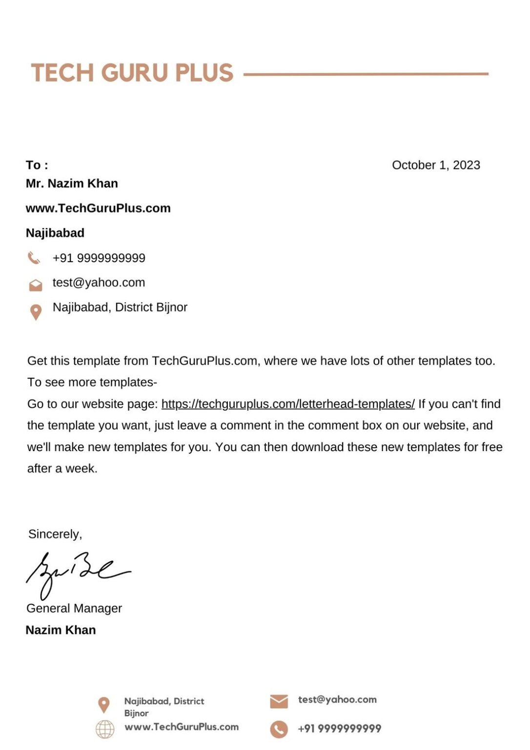 Letterpad Format Download FREE (.Doc)