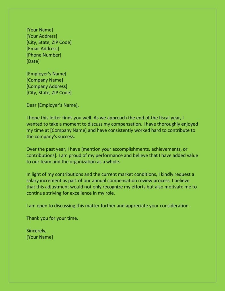 [Top 5] Salary Increment Request Letter Format (Download in Word-.docx)