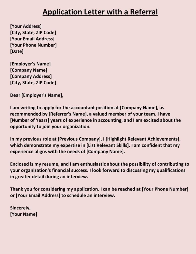 [5 Format] Job Application Letter for the Post of Accountant