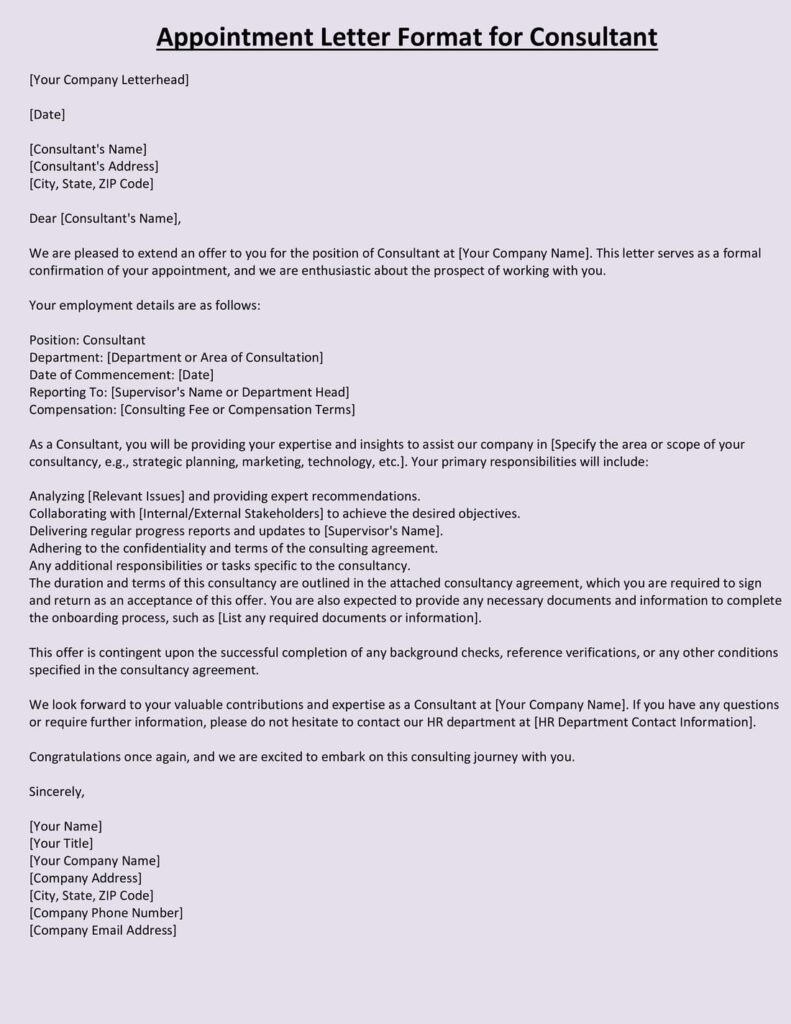 [Top-20] Appointment Letter Format Download in Word (.docx)