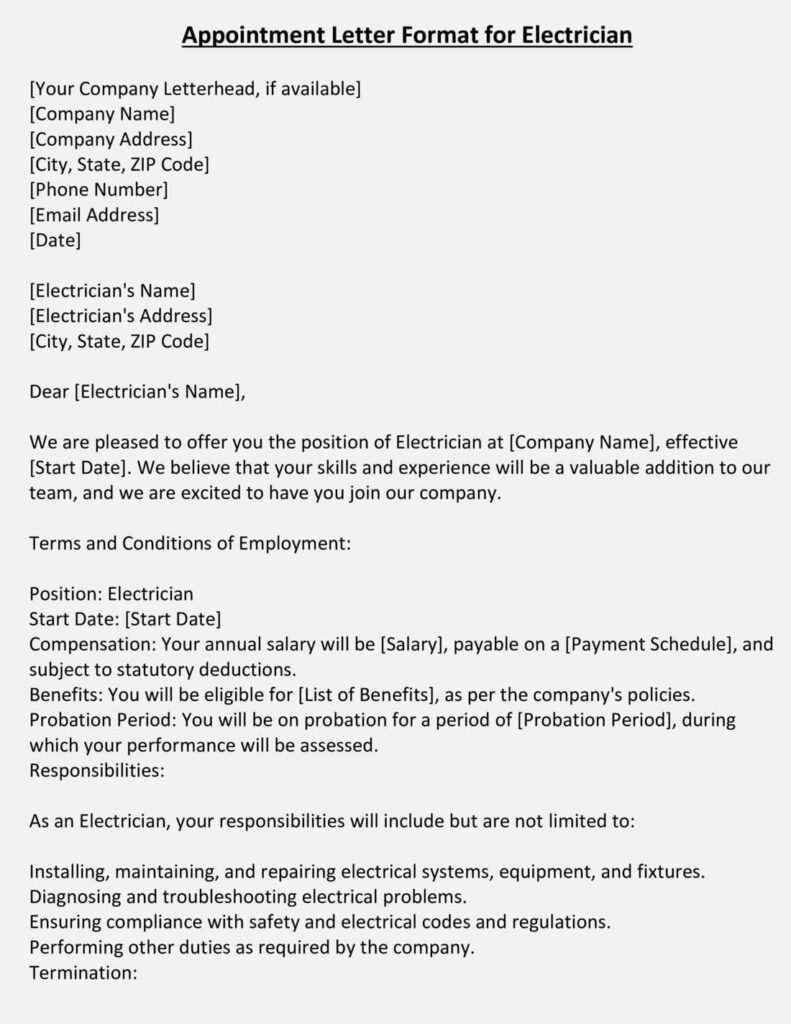 [Top-20] Appointment Letter Format Download in Word (.docx)