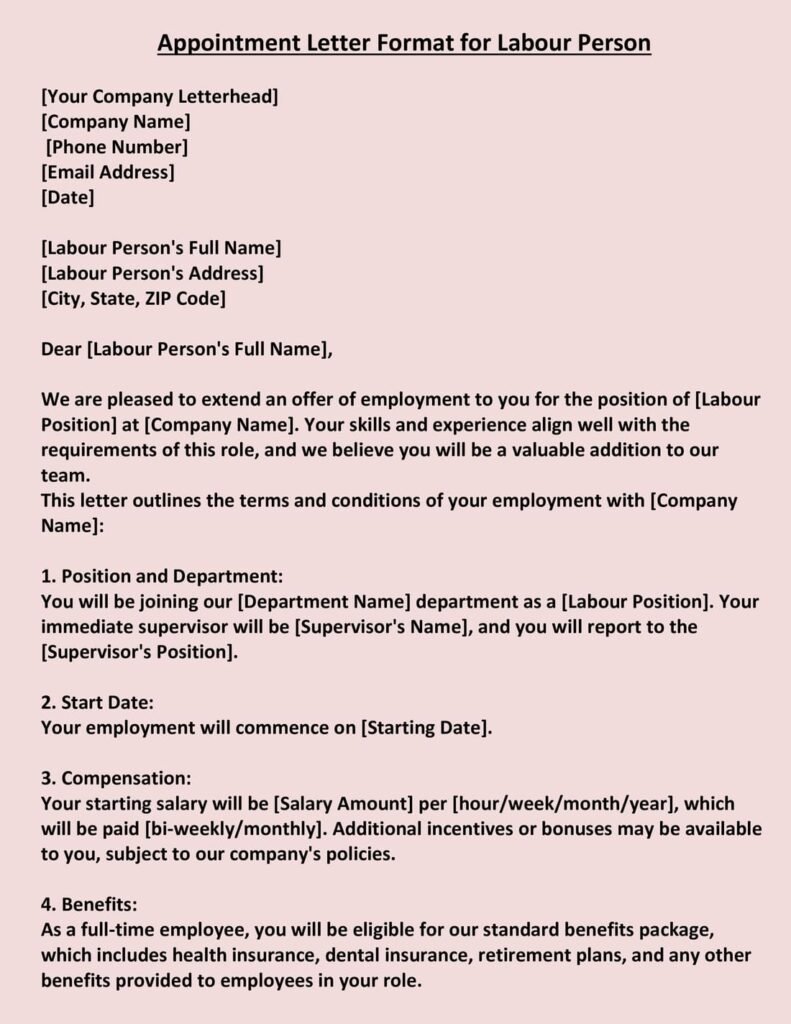 [Top-20] Appointment Letter Format Download in Word (.docx)