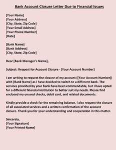 [Top-5] Bank Account Closing Letter Format with Reason (Word)