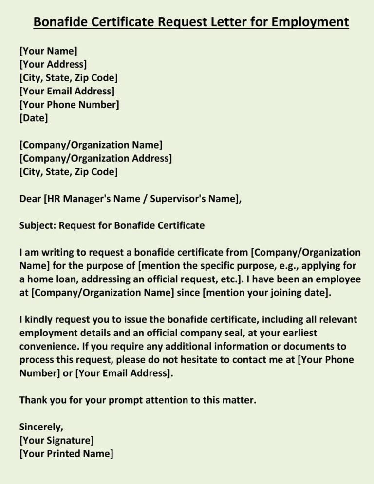 [Top-5] Bonafide Certificate Application Request Letter Format (Word)