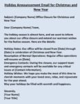 [5 Format] Sample Holiday Announcement Emails to Employees
