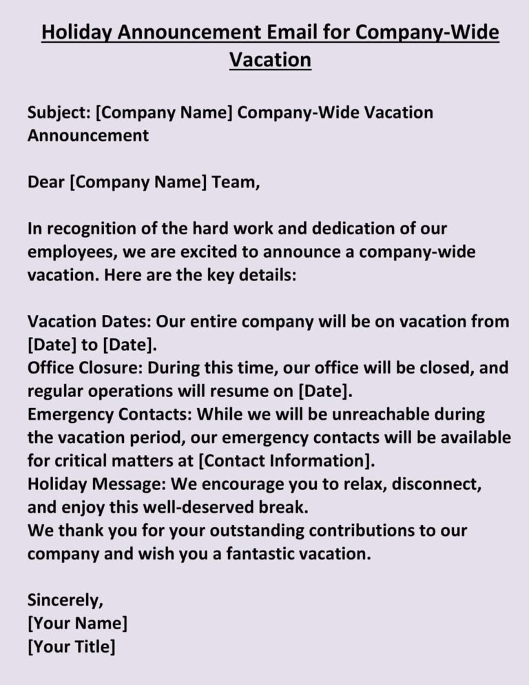 [5 Format] Sample Holiday Announcement Emails to Employees