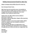 [5 Format] Sample Holiday Announcement Emails to Employees