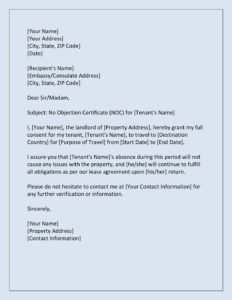 [Top-5] NOC Letter Format for Visa (Download in Word-.docx)